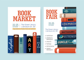 Vintage books fair old rare bookstore Royalty Free Vector