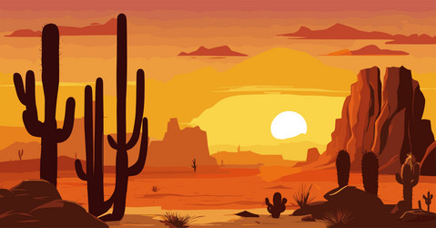 Texas desert sunset landscape abstract art Vector Image