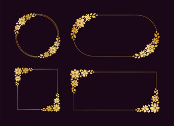 Gold geometric floral frame template set luxury Vector Image