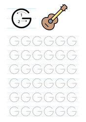 Printable letter g alphabet tracing worksheet Vector Image