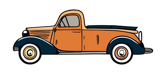 Retro car side view cartoon Royalty Free Vector Image
