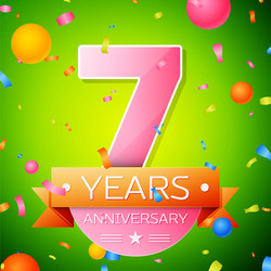 Seven years anniversary celebration design Vector Image