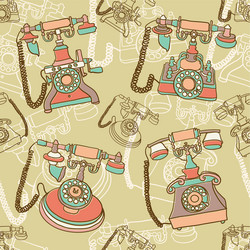 Retro telephone pattern seamless phone Royalty Free Vector