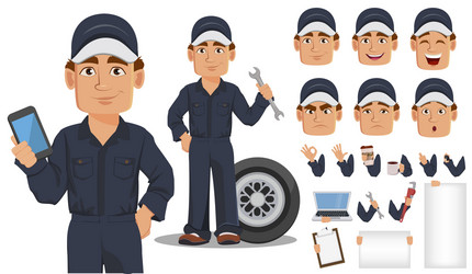 Professional auto mechanic cartoon character Vector Image