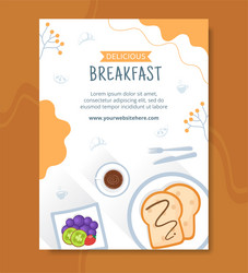 Breakfasts card horizontal template flat cartoon Vector Image