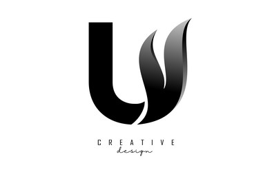 Abstract letter u with white leaf design Vector Image