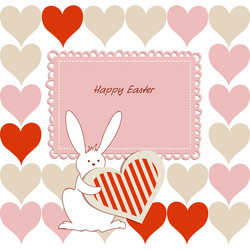 Rabbit with heart frame Royalty Free Vector Image