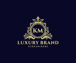 Km initial letter luxury calligraphic feminine Vector Image