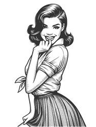 Playful flirty young woman biting finger Vector Image
