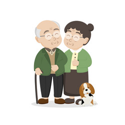Senior family with dog Royalty Free Vector Image