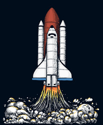 Graphic flat design drawing young astronaut push Vector Image