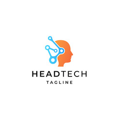 Human head tech logo icon design template flat Vector Image