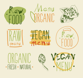 Raw vegan food calligraphy Royalty Free Vector Image