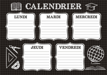 French kids template a school schedule for 5 Vector Image