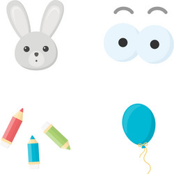 Rabbit with long ears colored pencils for drawing Vector Image