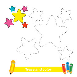 Trace and color for kids star Royalty Free Vector Image