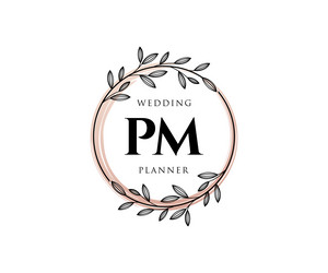 Pm initials letter wedding monogram logos Vector Image