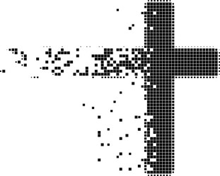 Christian cross moving pixel icon Royalty Free Vector Image