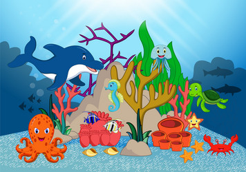 Octopus in beautiful underwater world cartoon Vector Image