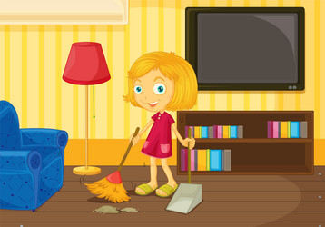 Cartoon kids cleaning at home set children Vector Image