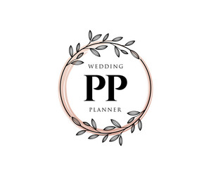 Pp initials letter wedding monogram logos Vector Image