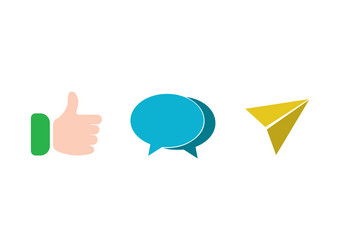 Thumb icon and comment and share shape on social Vector Image