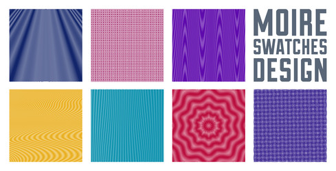 Abstract backgrounds set made with linear moire Vector Image