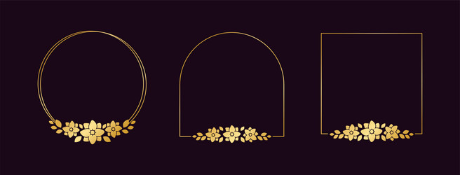 Gold geometric floral frame template set luxury Vector Image
