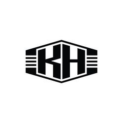 Kh letter logo monogram hexagon shape Royalty Free Vector