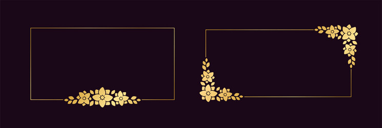 Rectangle gold floral frame template luxury Vector Image