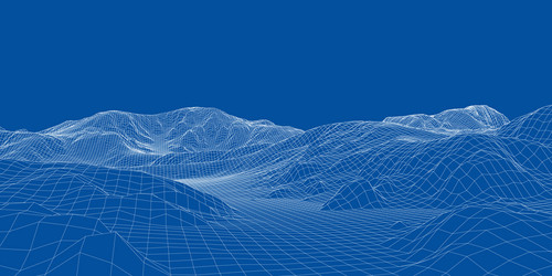 Solid and wire frame map altai republic Royalty Free Vector