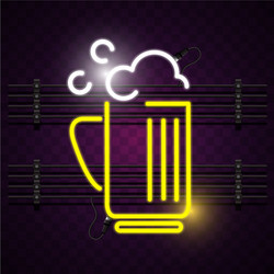 Bar neon beer mug sign background image Royalty Free Vector