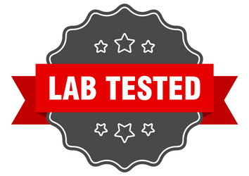 Lab tested round isolated ribbon label Royalty Free Vector