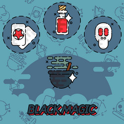 Black magic cartoon concept icons Royalty Free Vector Image