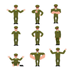 Russian soldier set poses airborne troops happy Vector Image