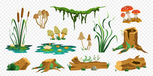 Swamp landscape constructor set Royalty Free Vector Image