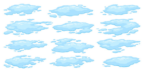 Water spill puddle blue liquid various shape Vector Image