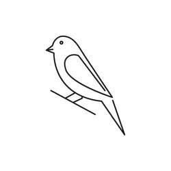 Little bird perched branch lines art icon logo Vector Image