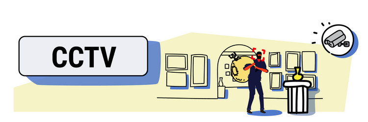 Surveillance camera capturing masked thief Vector Image