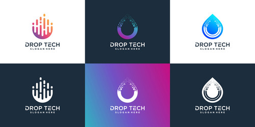 Drop tech logo with creative unique style premium Vector Image