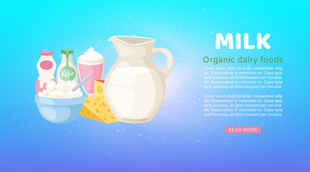 Milk and diary farm products poster with different