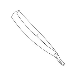 Straight razor outline icon on white background Vector Image