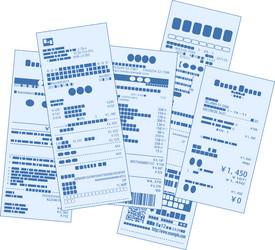 Bunch of accumulated blue color receipt Royalty Free Vector