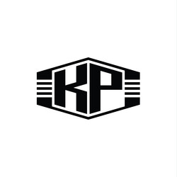 Kp letter logo monogram hexagon shape Royalty Free Vector