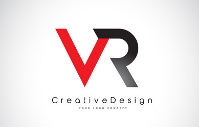 Vr v r letter logo design in black colors Vector Image