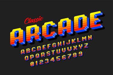 Retro style arcade games font 80s video game Vector Image