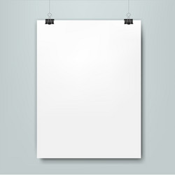 Hanging white paper posters sheets mockup Vector Image