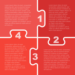 Four red piece puzzle infographic 4 step Vector Image