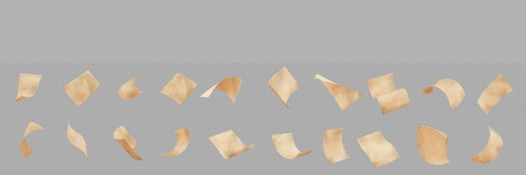 Realistic set of craft paper sheet falling down Vector Image