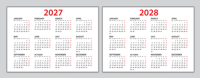 Calendar 2027 template- planner 20267 year Vector Image